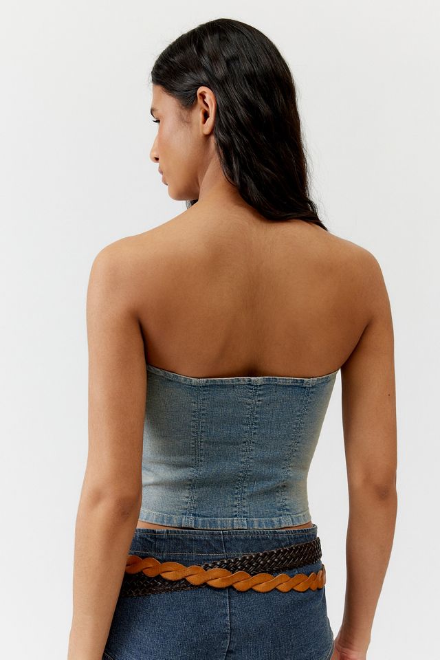 Silence + Noise Charli Denim Tube Top | Urban Outfitters UK
