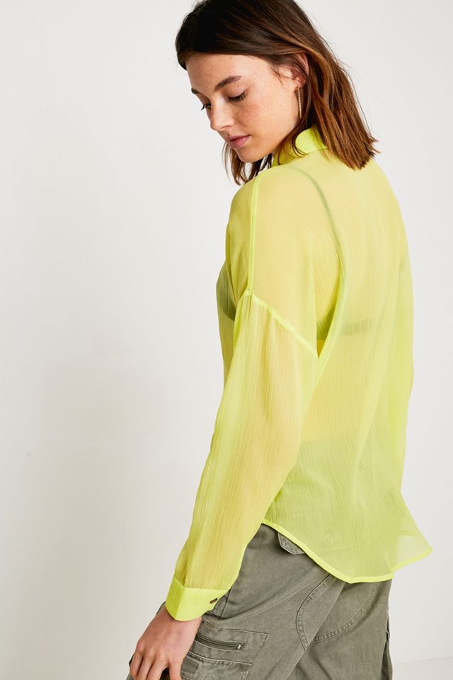 UO Sheer Mesh Button-Through Top | Urban Outfitters UK
