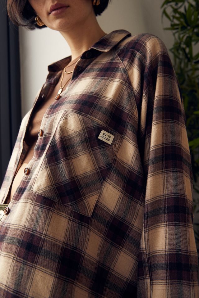 UO Brendan Brown & Cream Flannel Shirt | Urban Outfitters UK