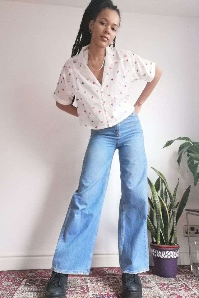 UO Gracie Embroidered Fruit Dobby Shirt | Urban Outfitters UK