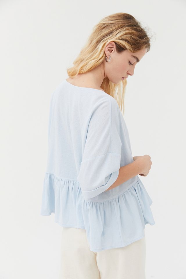 UO Lainey Ruffle Button-Through Top | Urban Outfitters UK