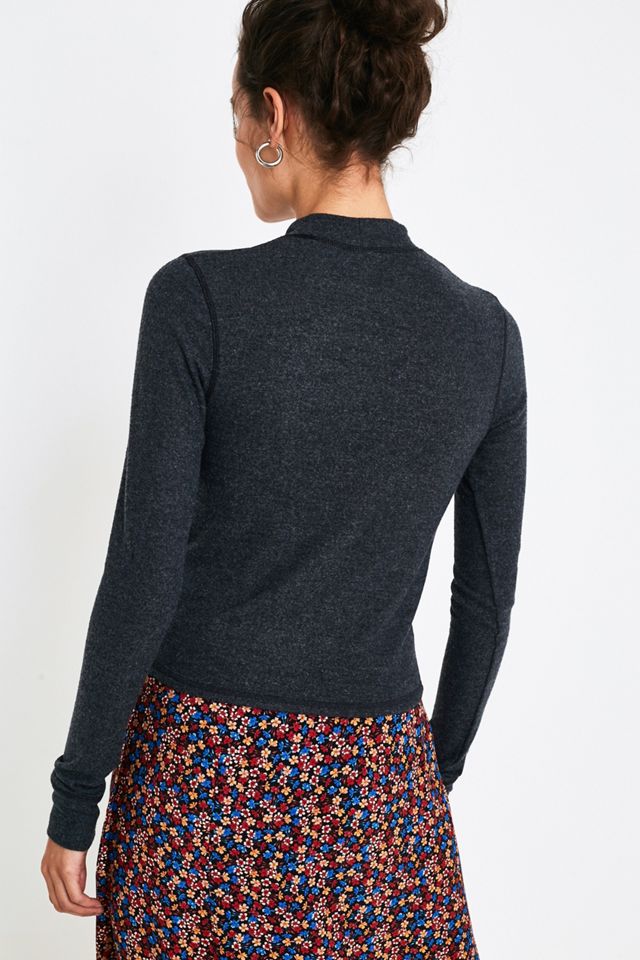 UO Cosy Grey Funnel Neck Top | Urban Outfitters UK