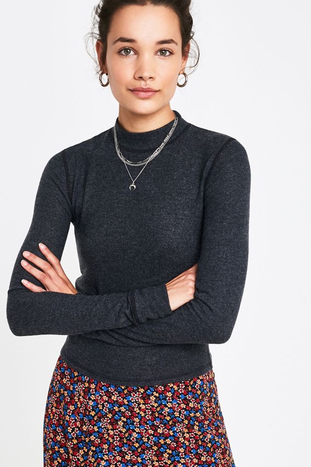 UO Cosy Grey Funnel Neck Top | Urban Outfitters UK