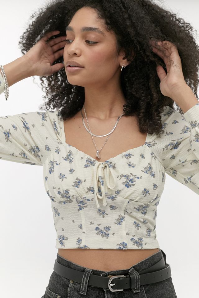 UO Fochette Ditsy Floral Long Sleeve Blouse | Urban Outfitters UK