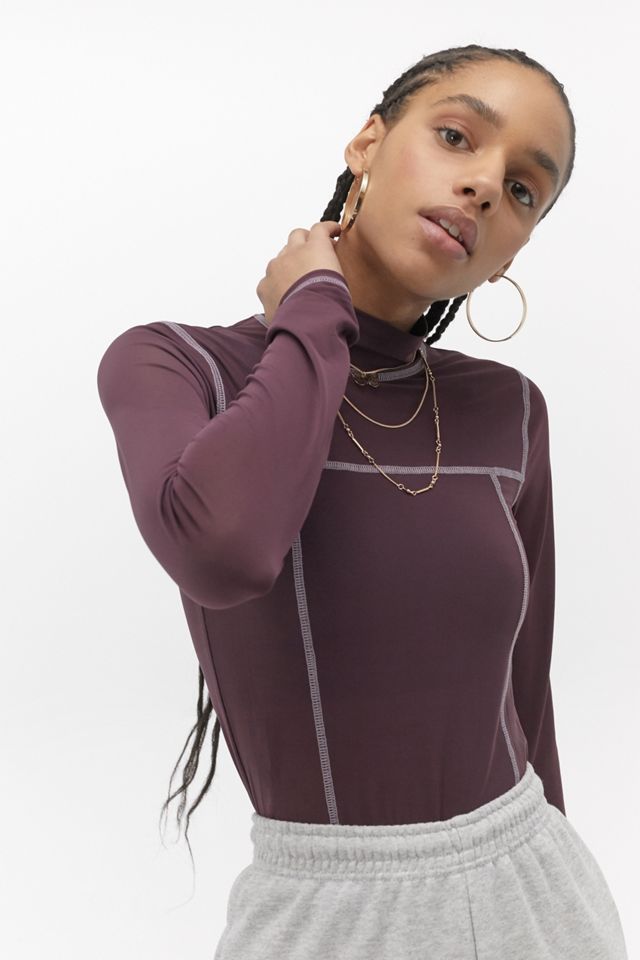 UO Seamed Mesh Funnel Neck Top | Urban Outfitters UK