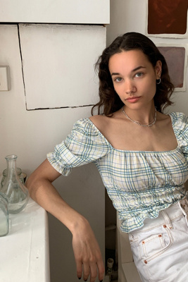 UO Eva Checked Fochette Top | Urban Outfitters UK