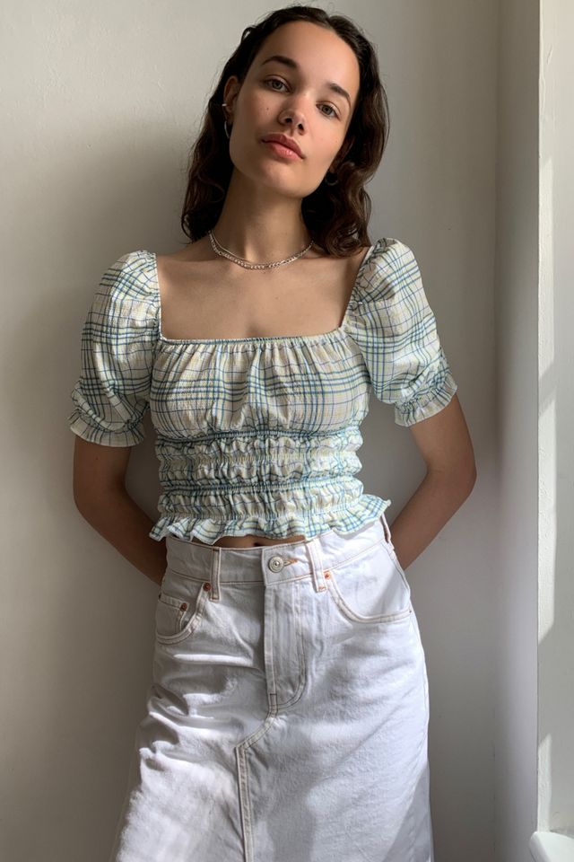 UO Eva Checked Fochette Top | Urban Outfitters UK