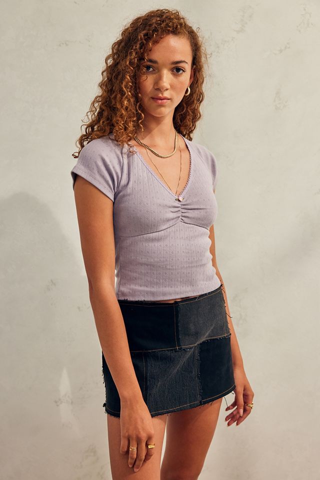 UO Aimee Pointelle Top | Urban Outfitters UK