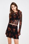 UO Flame Print Mesh Crew Neck Top | Urban Outfitters UK