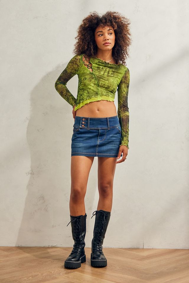 UO Lattice Layered Mesh Top | Urban Outfitters UK