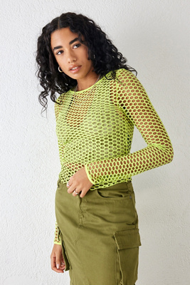 UO Wide Fishnet Long-Sleeved Top | Urban Outfitters UK