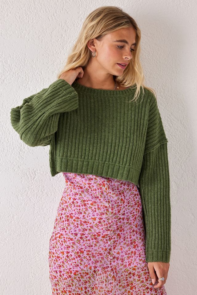 UO Slash Neck Boxy Knit Jumper | Urban Outfitters UK