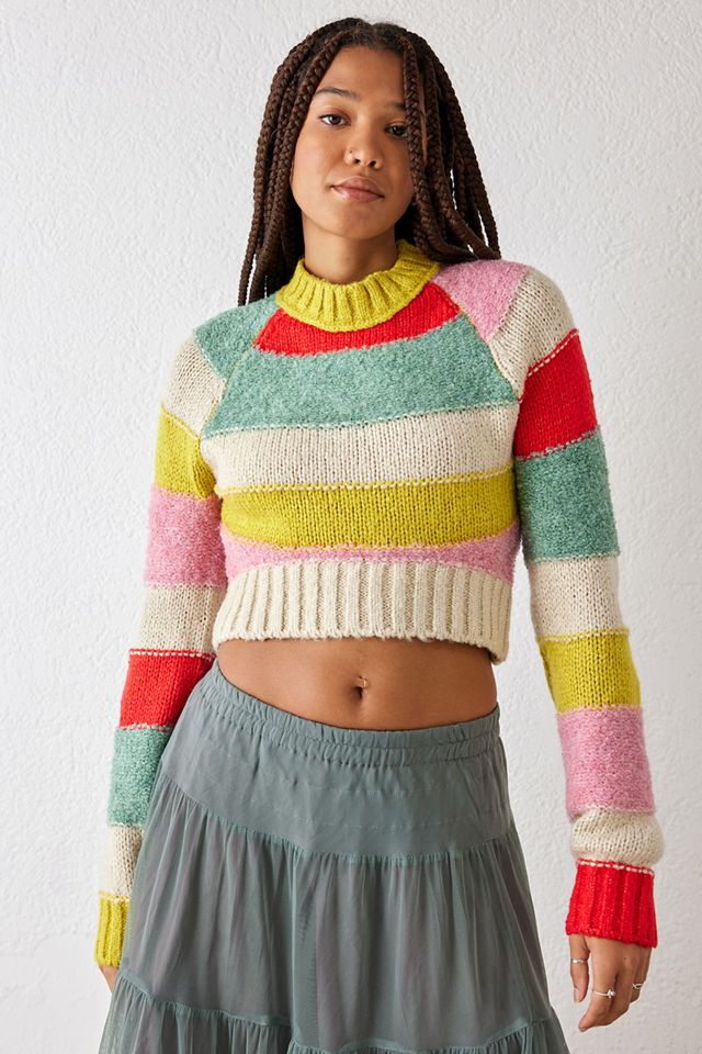 UO Avery Stripe Cropped Jumper | Urban Outfitters UK