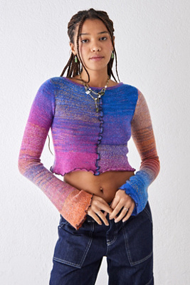 UO Space-Dye Knit Seamed Top | Urban Outfitters UK