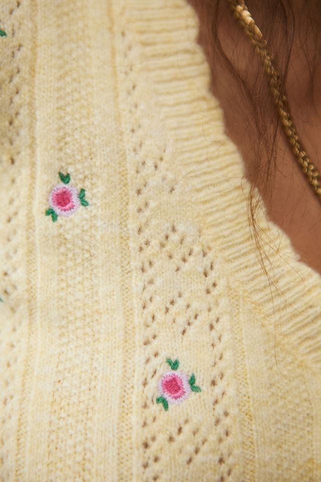 UO Embroidered Lemon Cardigan | Urban Outfitters UK