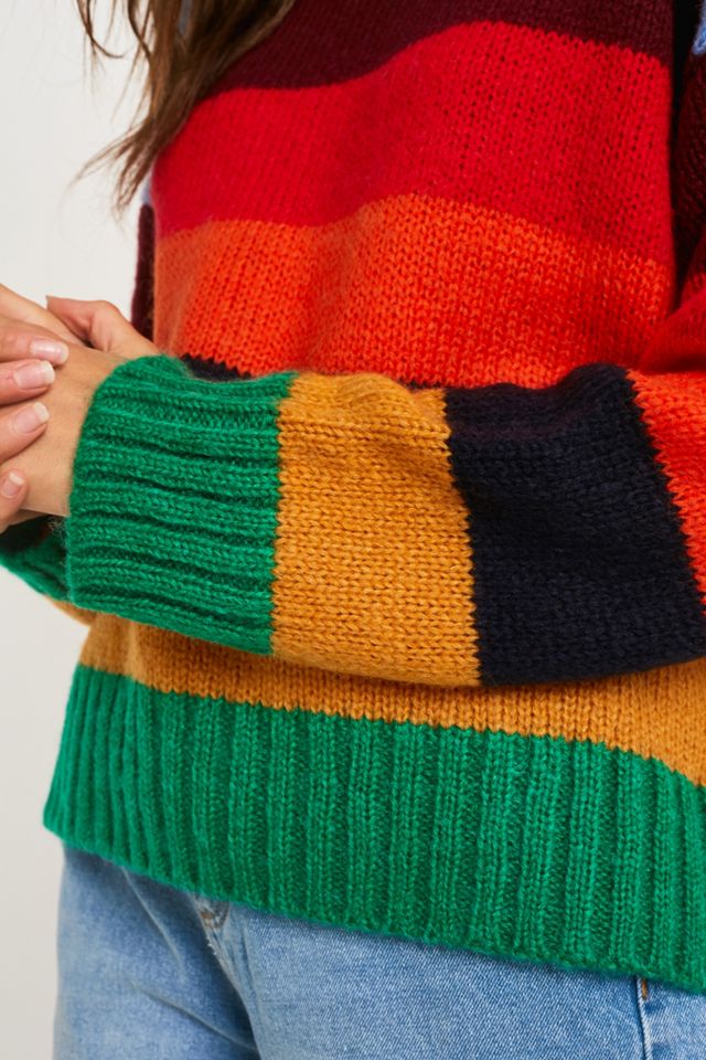 UO Rainbow Colourblock Stripe Jumper | Urban Outfitters UK