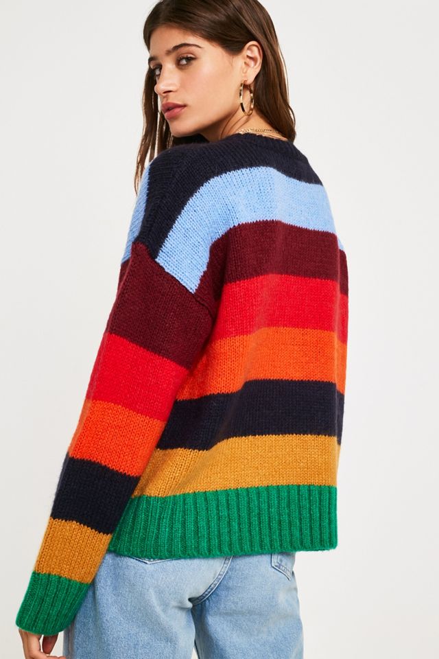 UO Rainbow Colourblock Stripe Jumper | Urban Outfitters UK