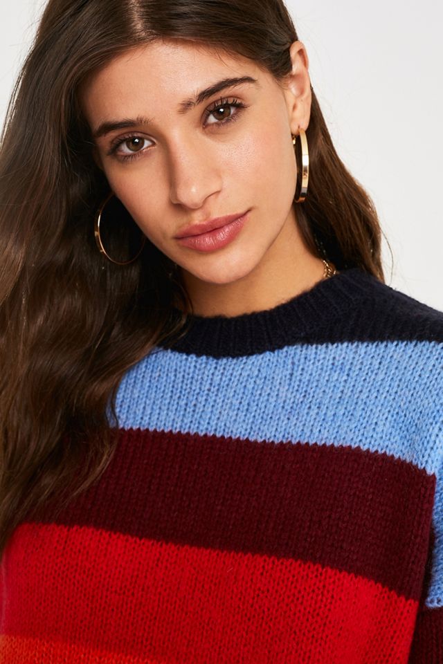 UO Rainbow Colourblock Stripe Jumper | Urban Outfitters UK