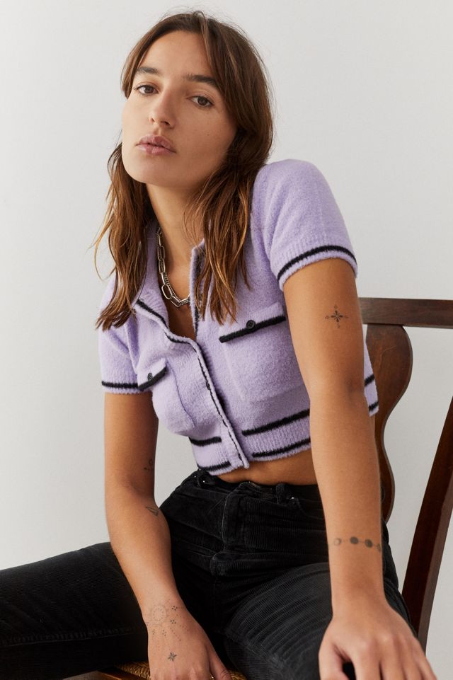 UO Tipped Cropped Cardigan | Urban Outfitters UK