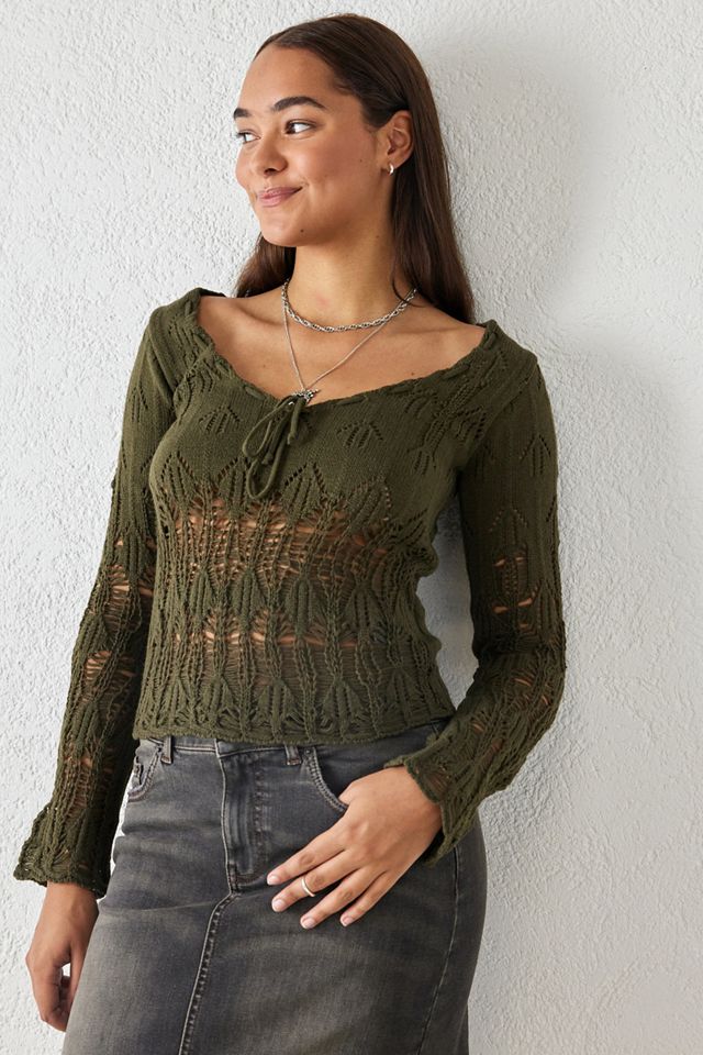 UO Laddered Knit Fairycore Top | Urban Outfitters UK