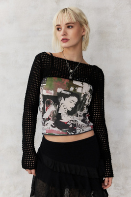 UO Laguna Fishnet Mesh Shrug | Urban Outfitters UK