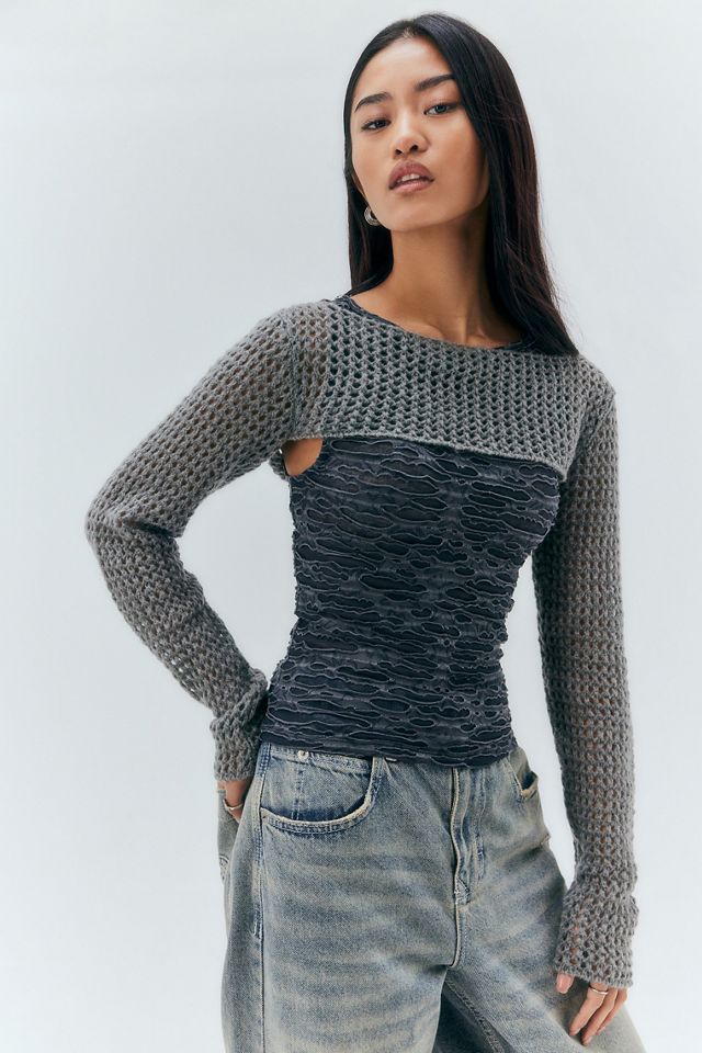 UO Laguna Fishnet Mesh Shrug | Urban Outfitters UK