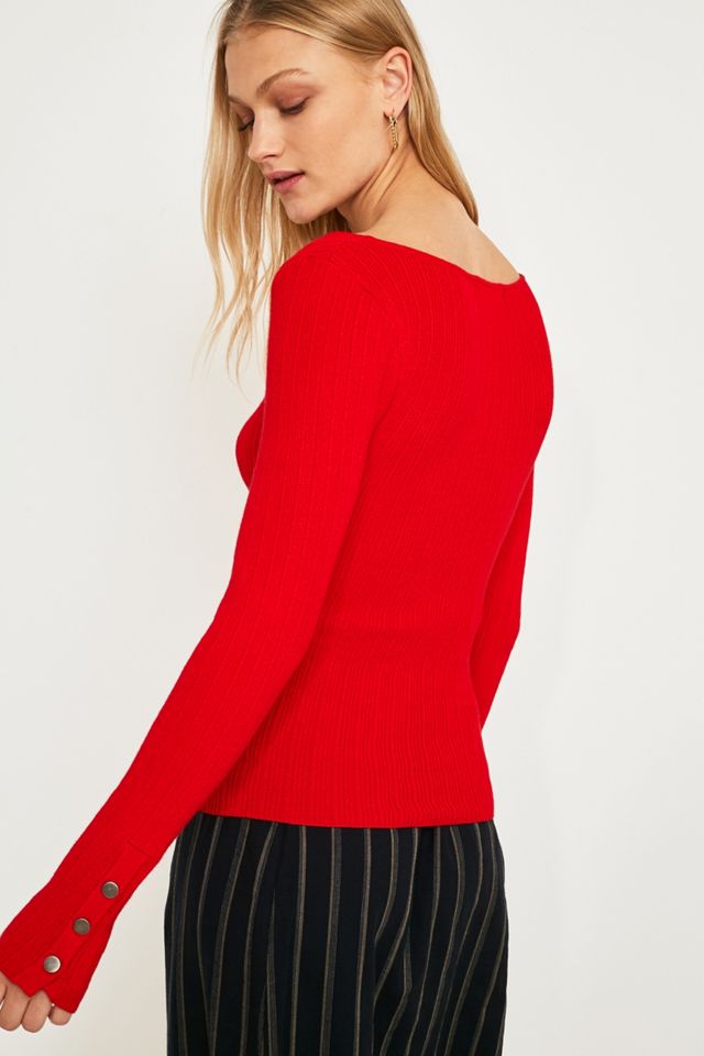 UO Sofie Red Square Neck Top | Urban Outfitters UK
