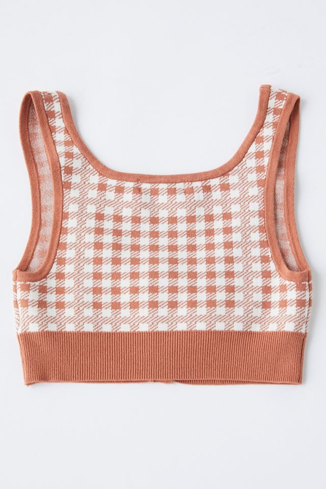 UO Pamela Check Cropped Vest Top | Urban Outfitters UK