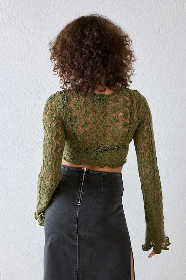 UO Cobweb Knit Tie-Front Top | Urban Outfitters UK