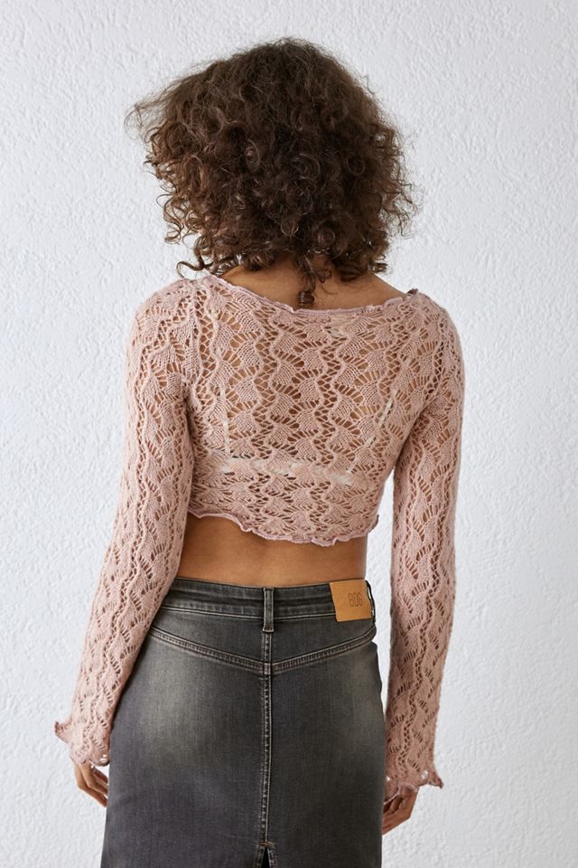 UO Cobweb Knit Tie-Front Top | Urban Outfitters UK