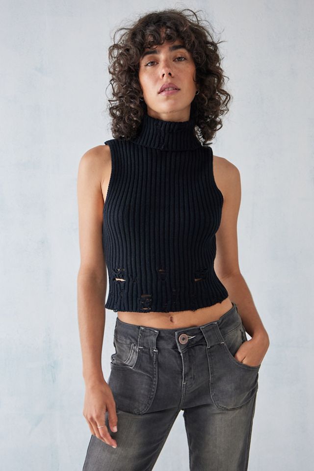 UO Danielle Distressed Funnel Tank Top | Urban Outfitters UK