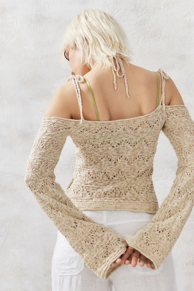 UO - Haut en maille pointelle à épaules dénudées | Urban Outfitters FR