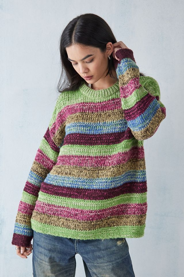 BDG Twist Stripe Knitted Boyfriend Jumper | Urban Outfitters UK