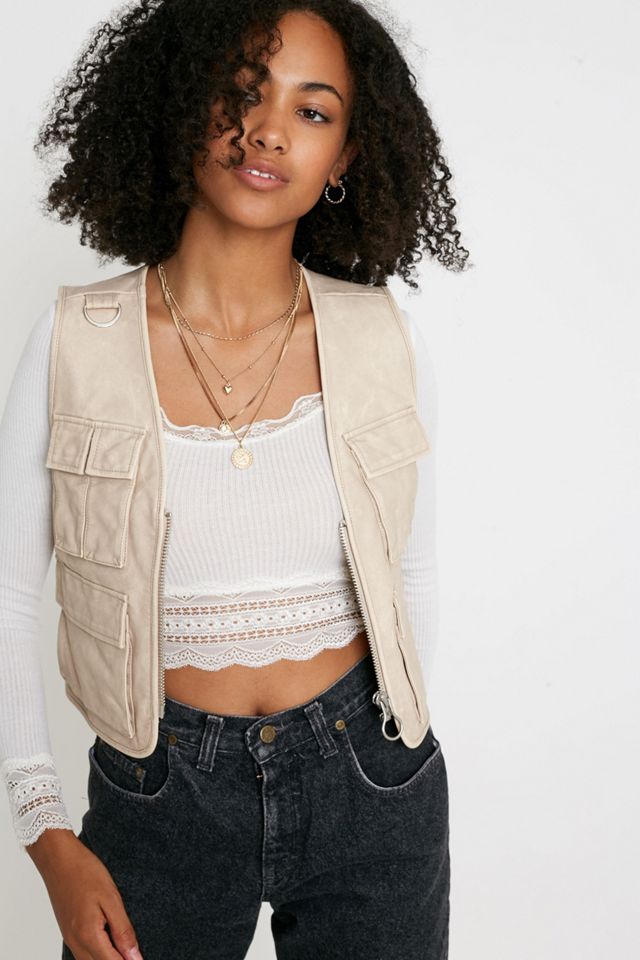 UO Faux Leather Utility Gilet | Urban Outfitters UK