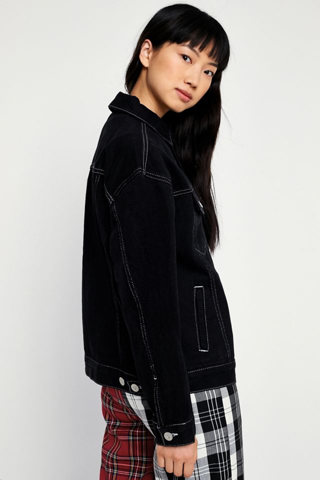 BDG Black Contrast Stitched Denim Jacket | Urban Outfitters UK