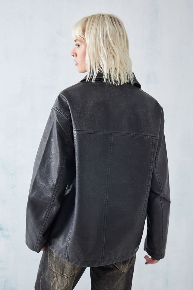 BDG Dex Detroit Black Faux Leather Workwear Jacket | Urban Outfitters UK