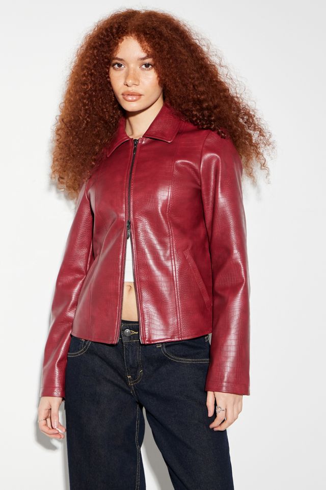 Silence + Noise Faux Leather Fitted Jacket | Urban Outfitters UK