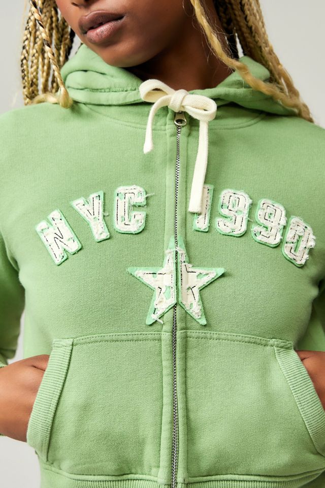 1990 NYC Applique Zip-Through Hoodie | Urban Outfitters UK