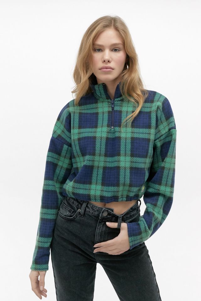 UO Checked Teddy Track Top | Urban Outfitters UK
