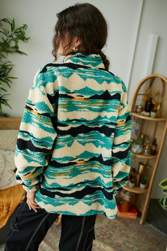 UO Mock Neck Landscape Fleece Jacket | Urban Outfitters UK