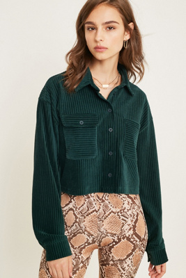 UO Corduroy Crop Worker Shirt | Urban Outfitters UK