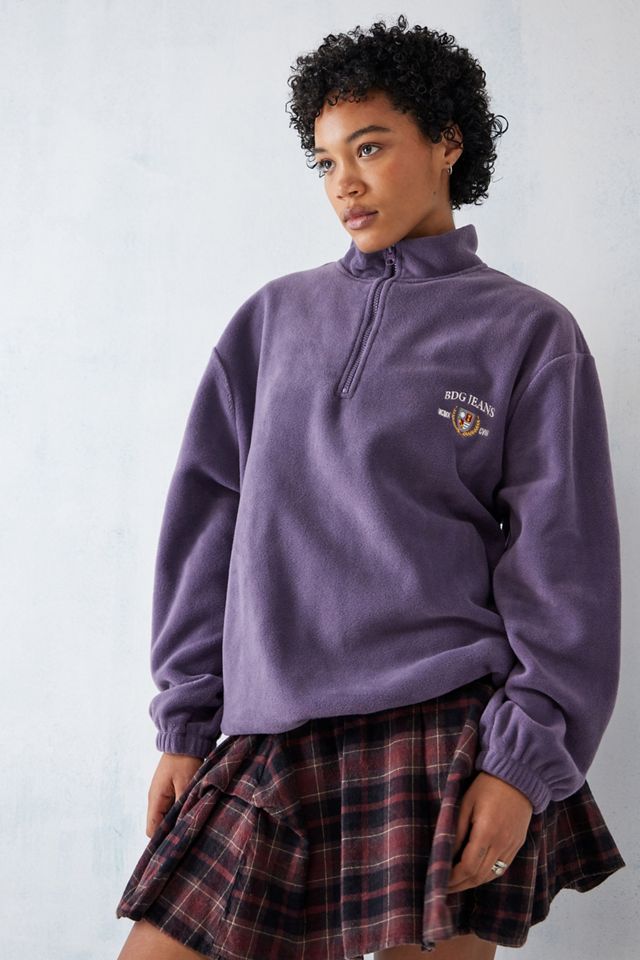 BDG Violet Crest Fleece Mock Neck Sweatshirt | Urban Outfitters UK