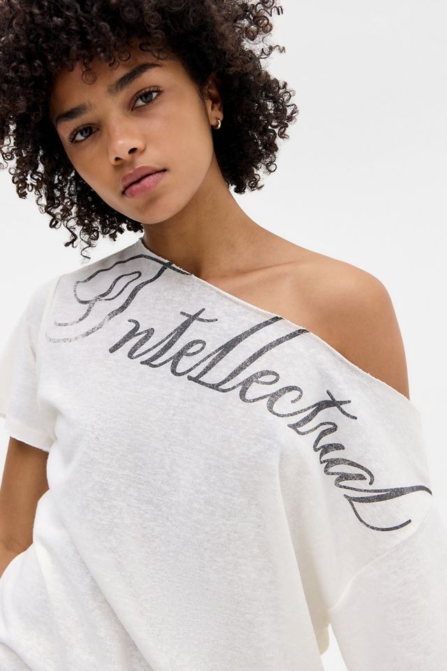 UO Intellectual Slub Schulterfrei T-Shirt | Urban Outfitters DE