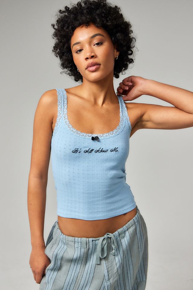 UO It's All About Me Pointelle Tank Top | Urban Outfitters UK