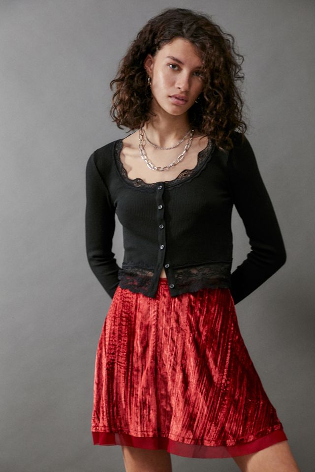 Uo Crushed Velvet Mini Skirt Urban Outfitters Uk