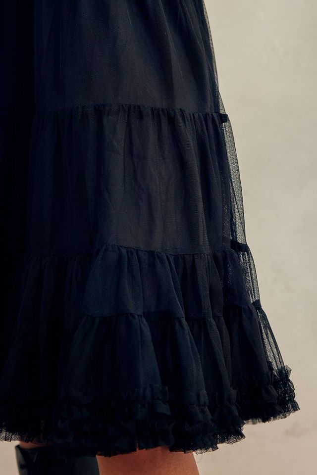 UO Black Tulle Midi Skirt | Urban Outfitters UK