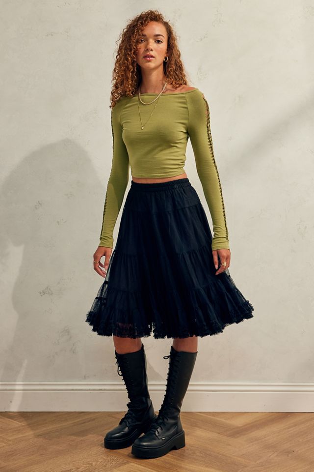 UO Black Tulle Midi Skirt | Urban Outfitters UK