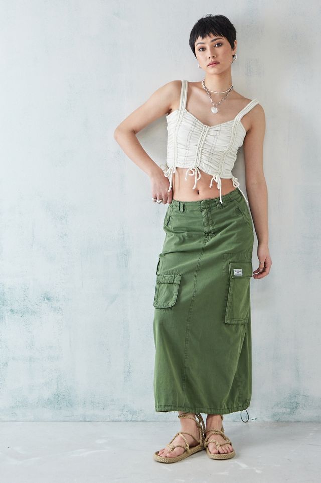 BDG Khaki Marti Multi-Pocket Maxi Skirt | Urban Outfitters UK