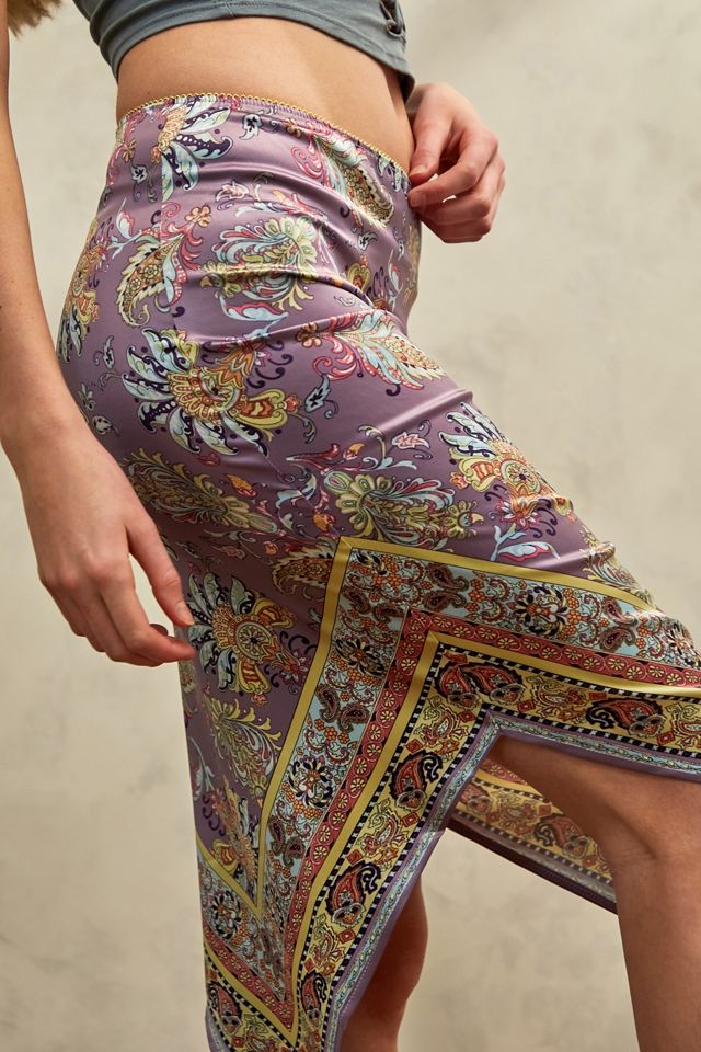 UO Purple Paisley Hanky Hem Skirt | Urban Outfitters UK