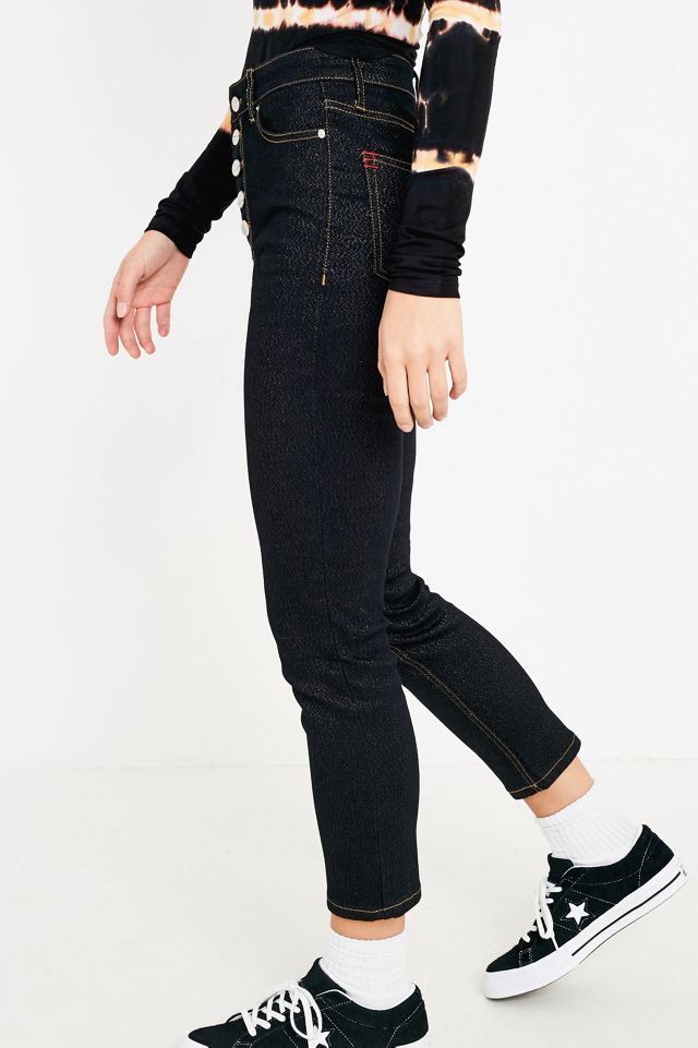 BDG Stairway Black Glitter High-Rise Jeans | Urban Outfitters UK